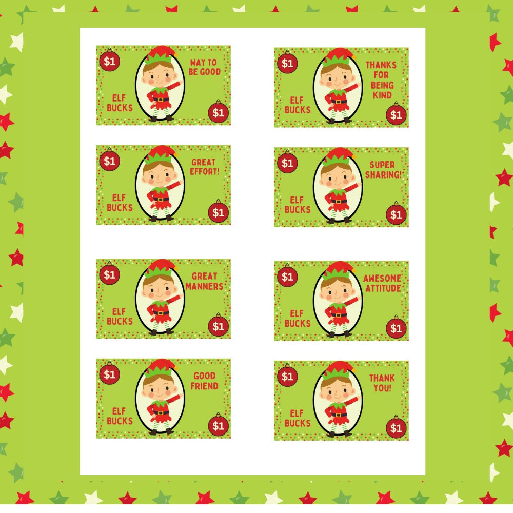 Good Behavior Elf Bucks- Elf Dollars - Elf Money - Elf Dollar - 4 Pages ...