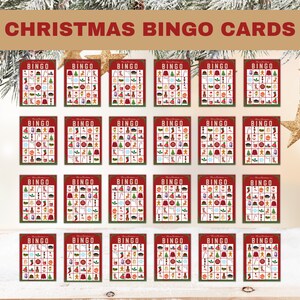 Printable Christmas Bingo Cards for Large Groups- 25 Bingo Cards and ...