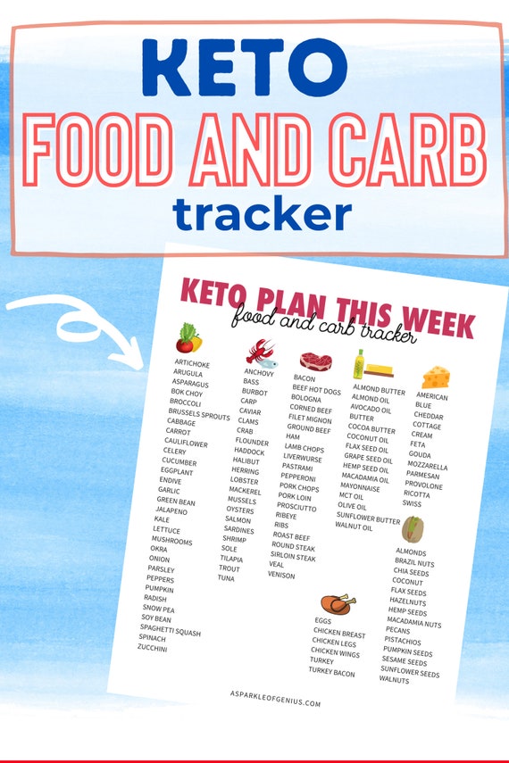 Keto Meal Plan Printable Keto Food Tracker Keto Carb Tracker - Etsy