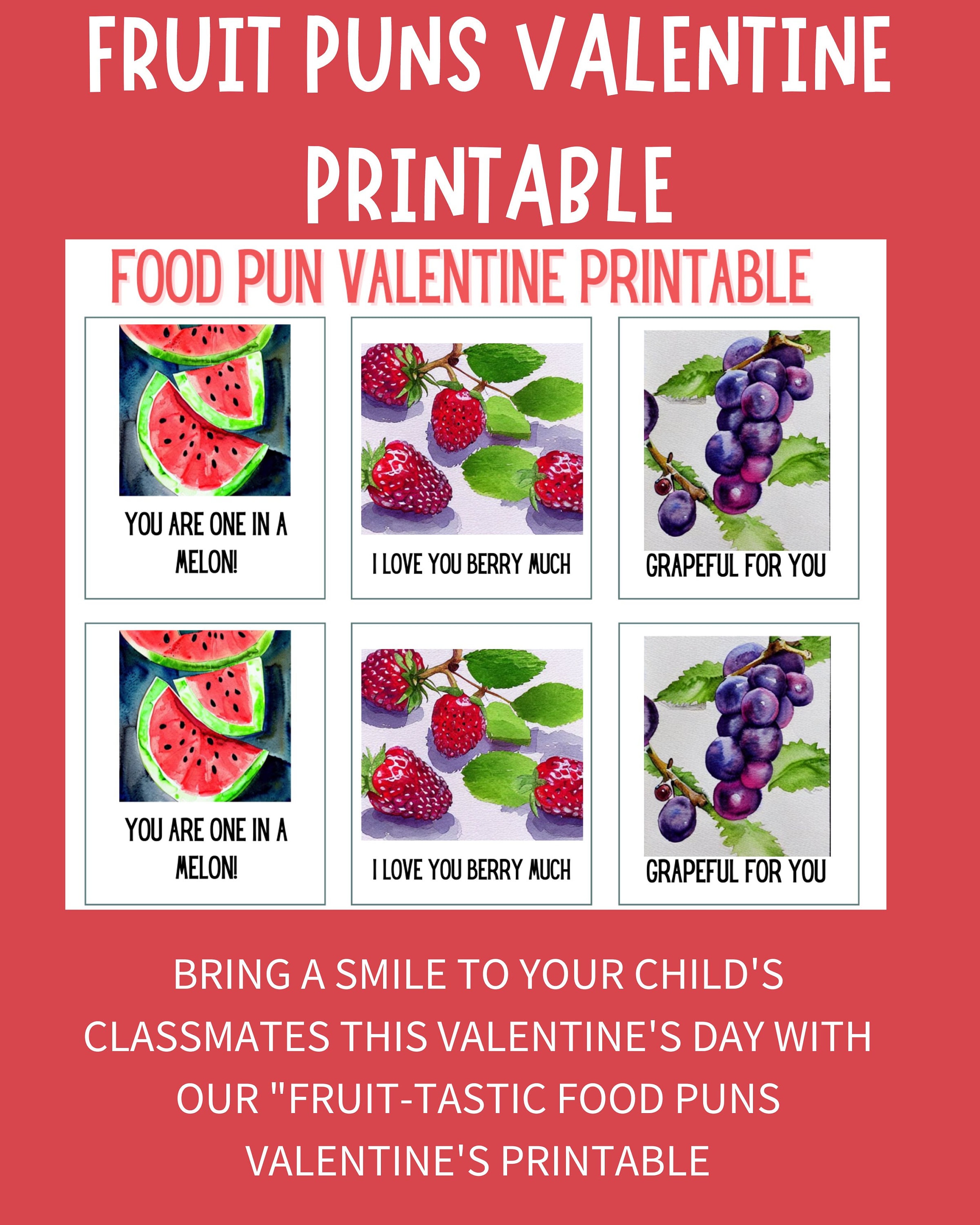 Fruit Pun Printable, Food Pun Printable, Valentines Fruit Pun ...