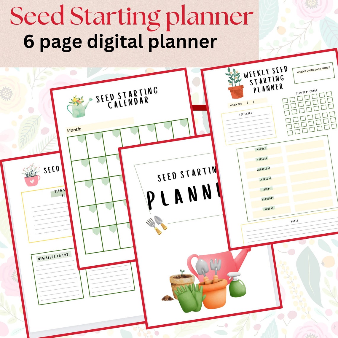 Seed Starting Planner - Digital Garden Planner - Digital Seed Starting ...
