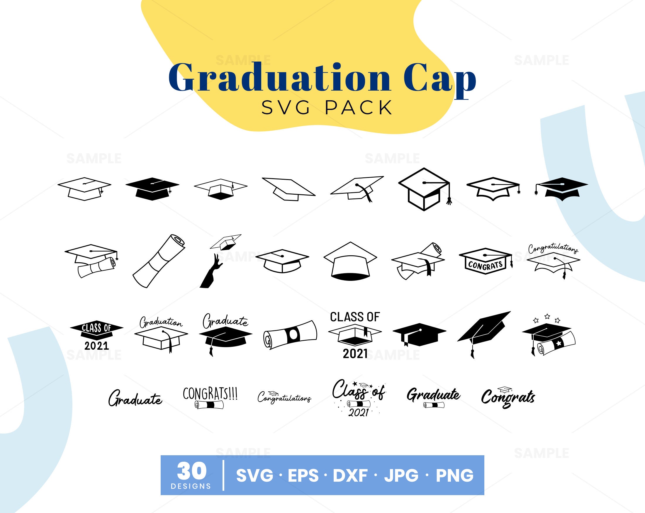 30 Graduation Cap SVG Pack | Graduation SVG Bundle, Congrats Grad ...