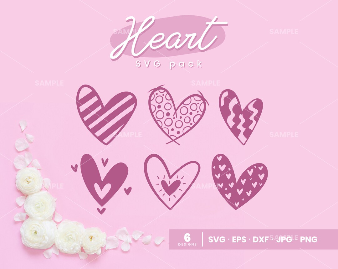 Heart SVG Pack 2 | Heart Bundle Svg, Sketch Heart Svg, PNG, PDF, Cricut ...