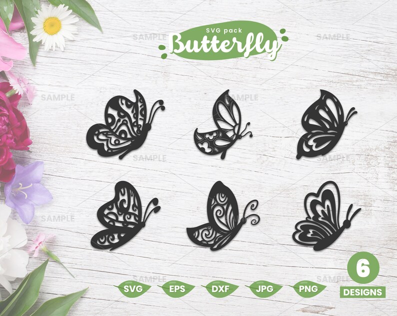 Mariposas SVG Pack 5 / Mariposa SVG Mariposa, Paquetes SVG Archivos ...