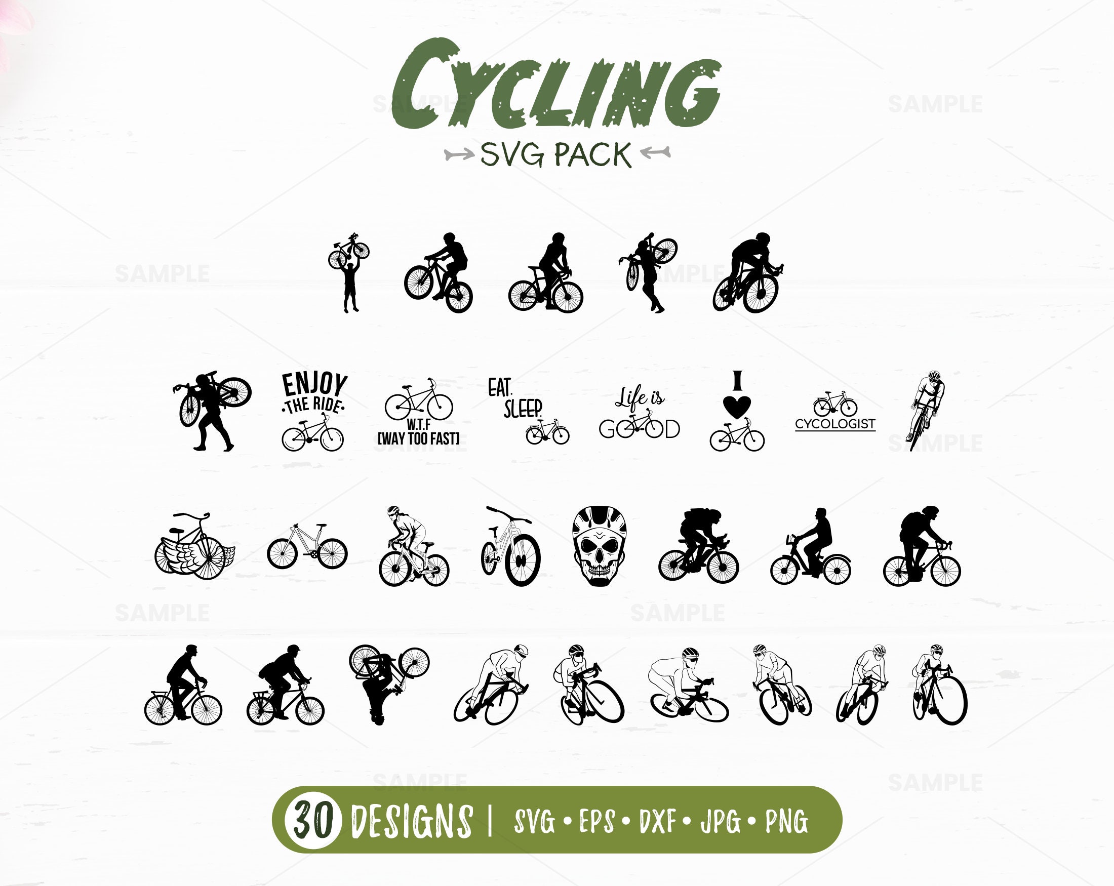 30 Cycling SVG Pack | Cycling Love Svg, Bicycle Love Svg, Cycling Svg ...