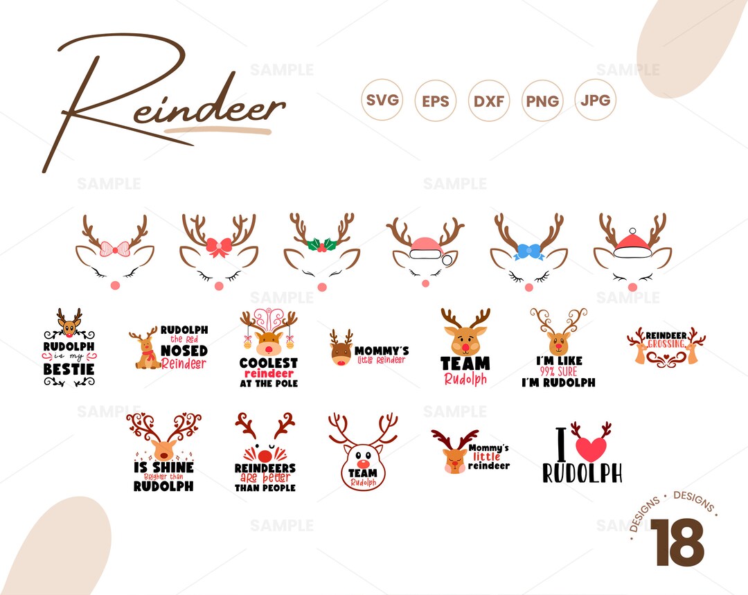 18 Reindeer SVG Bundle | Christmas Svg Quotes, Reindeer Svg Bundle ...