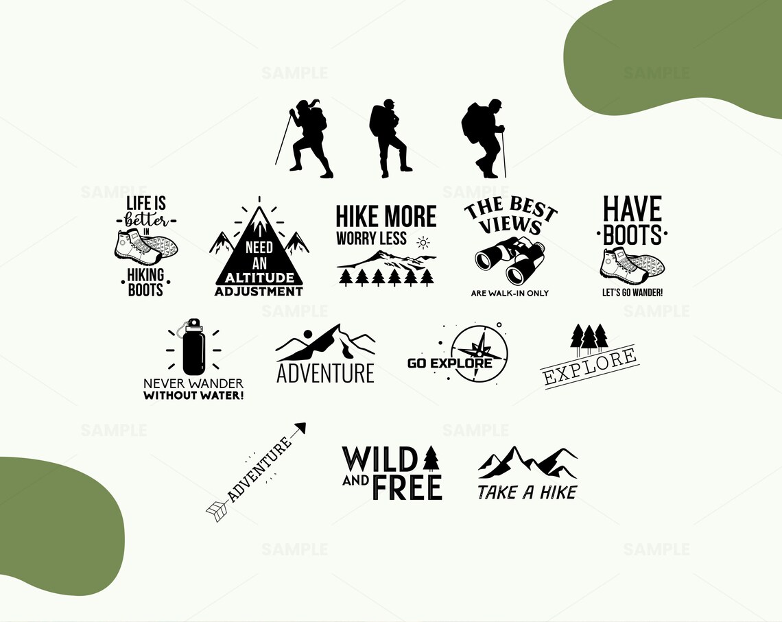 30 Hiking SVG Pack | Hiking Svg Bundle, Adventure SVG Cut Files, Hiking ...
