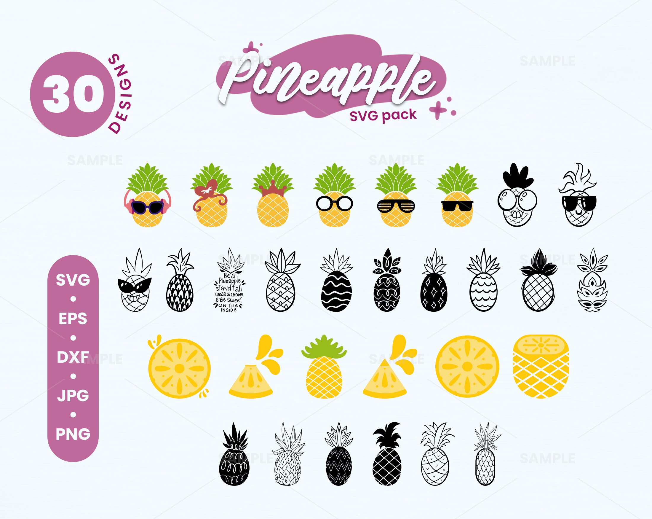 30 Pineapple SVG Bundle | Pineapple Clipart, Pineapple Print, Cricut ...