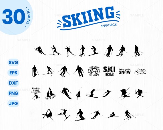 30 Skiing SVG Pack Skiing Svg Filhouette Skiing PNG Skiing - Etsy