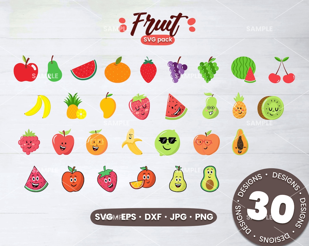 30 Fruit SVG Bundle | Tropical Fruit SVG, Fruit Clipart Vector, Fruit ...