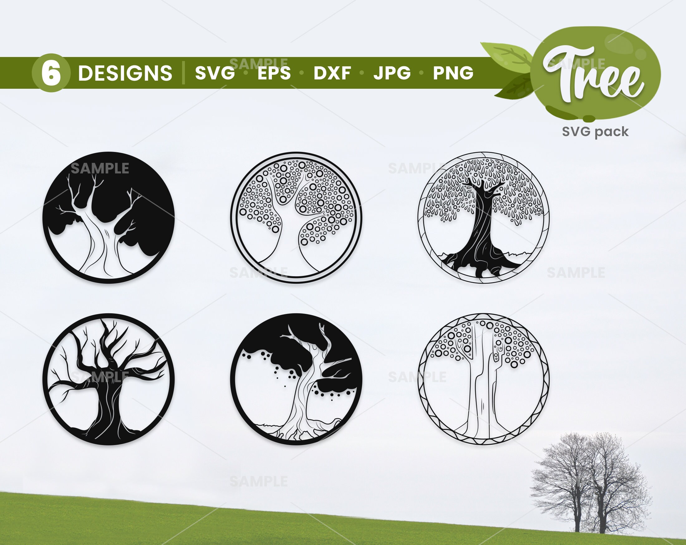 Tree SVG Pack 5 | Tree SVG, Tree Clipart, Vector Cut File for Cricut ...