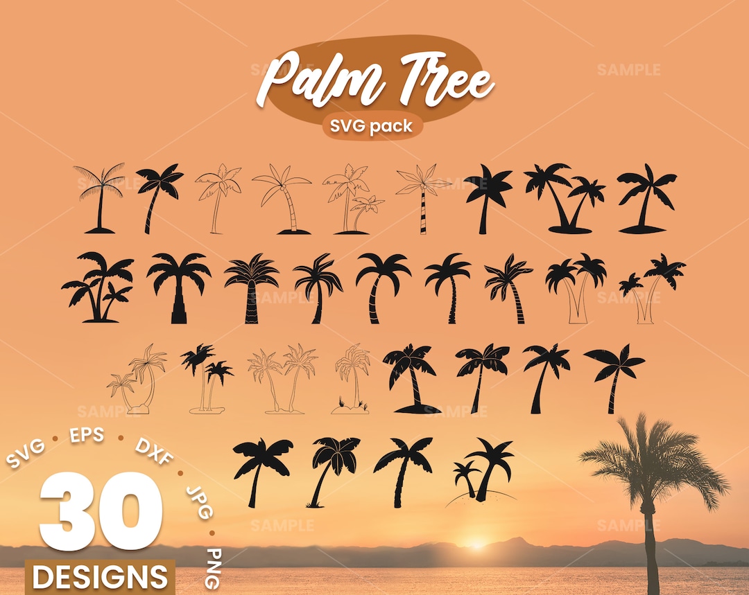 30 Palm Tree SVG Bundle | Palm Trees Svg, Palm Digital, Palm Cricut ...
