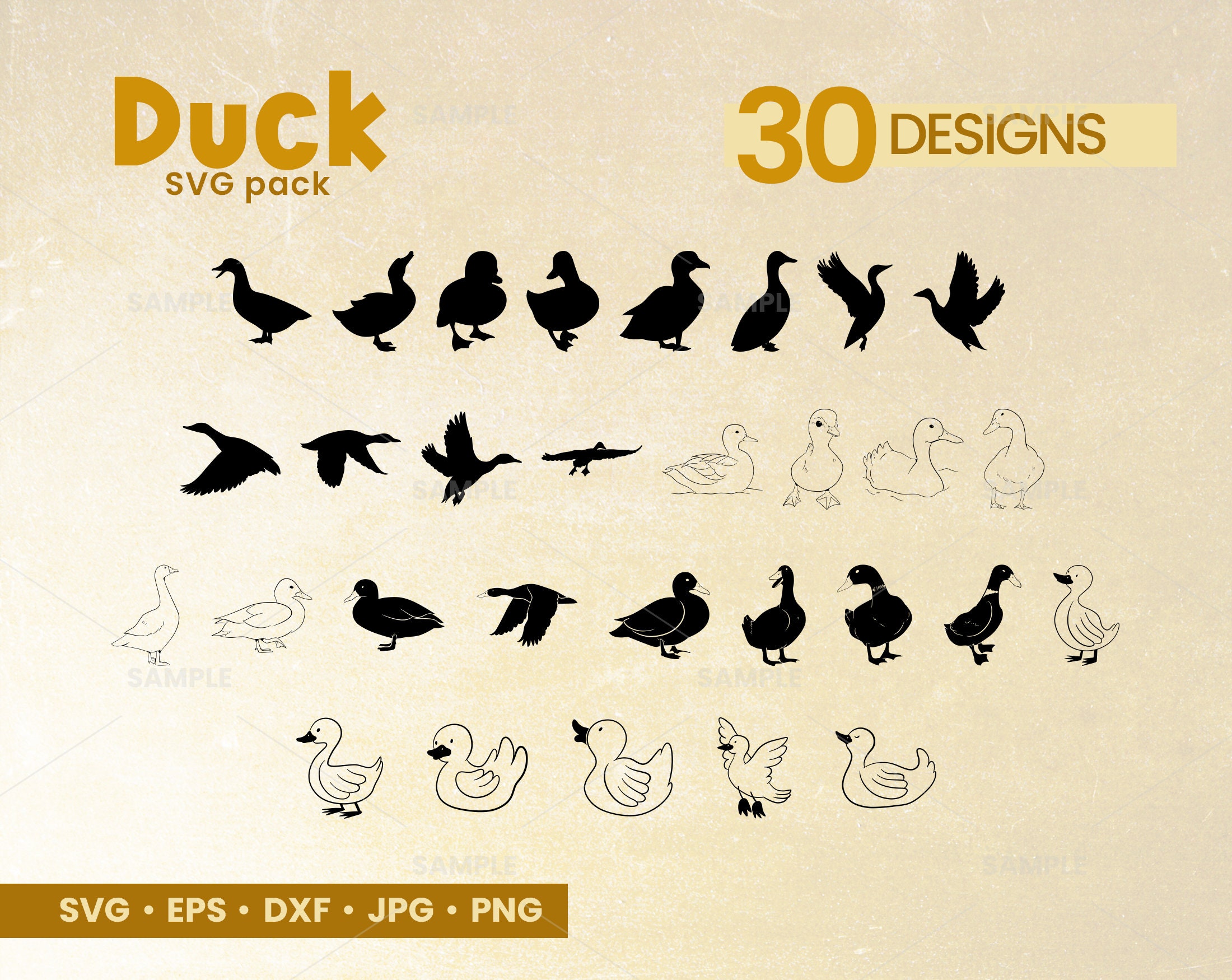 30 Duck SVG Bundle | Animal Svg, Duck Silhouette, SVG Cut Files, Duck ...