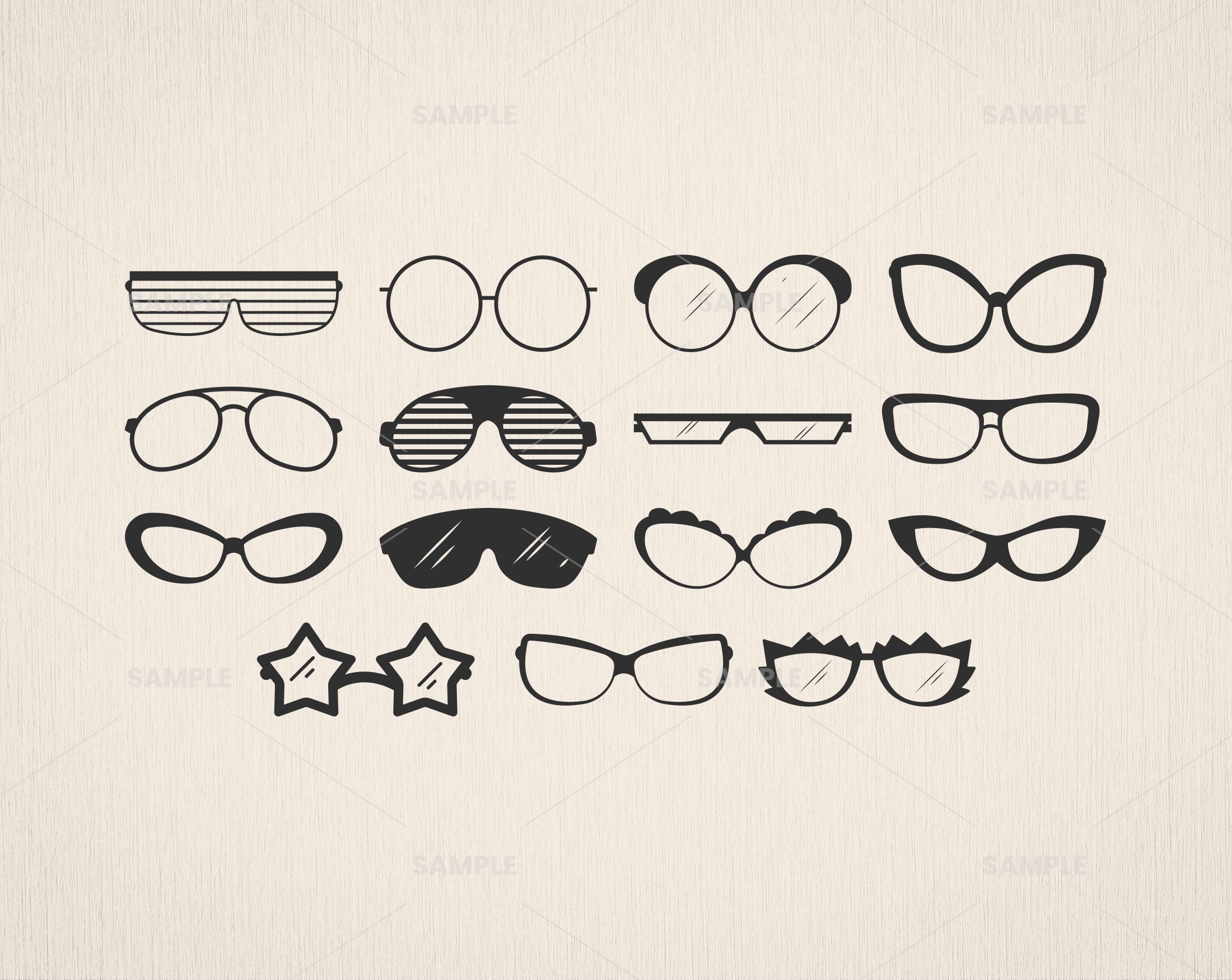 30 Sunglasses SVG Bundle Glasses DXF, Aviator Sunglasses, Sunglasses ...