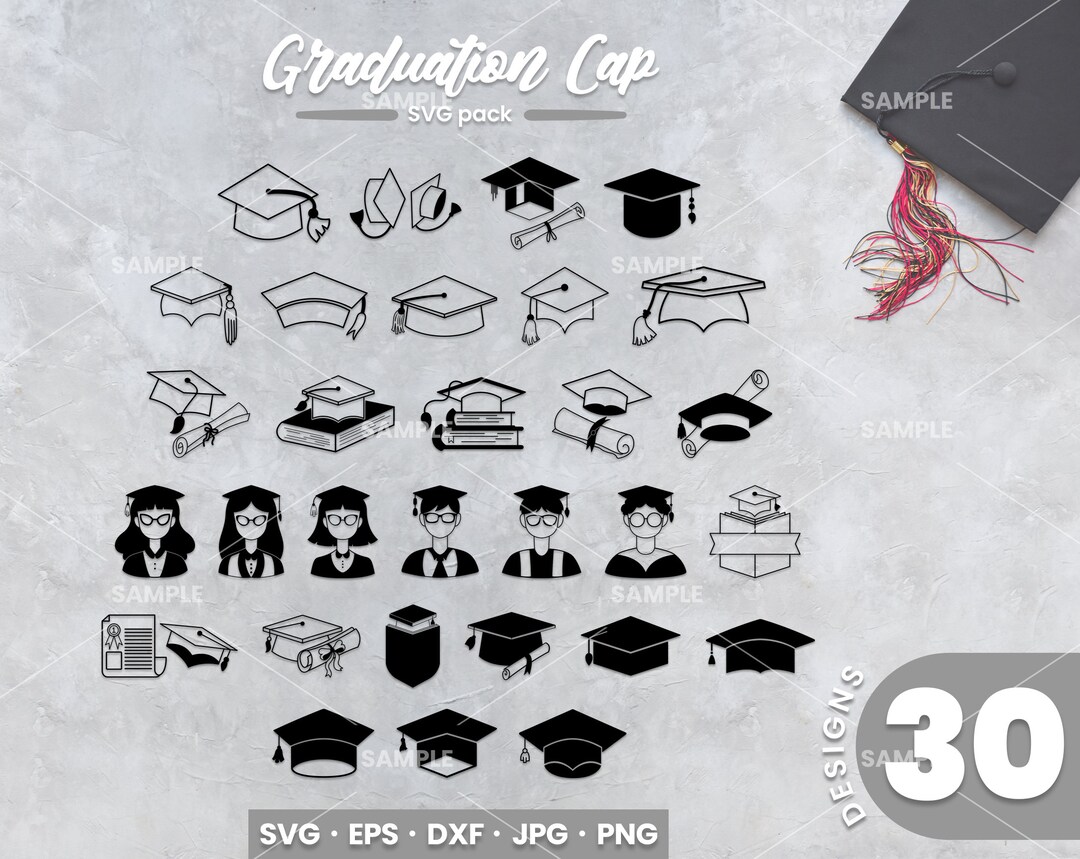 30 Graduation Cap SVG Bundle | Senior, Graduation Svg, Graduation Cap ...