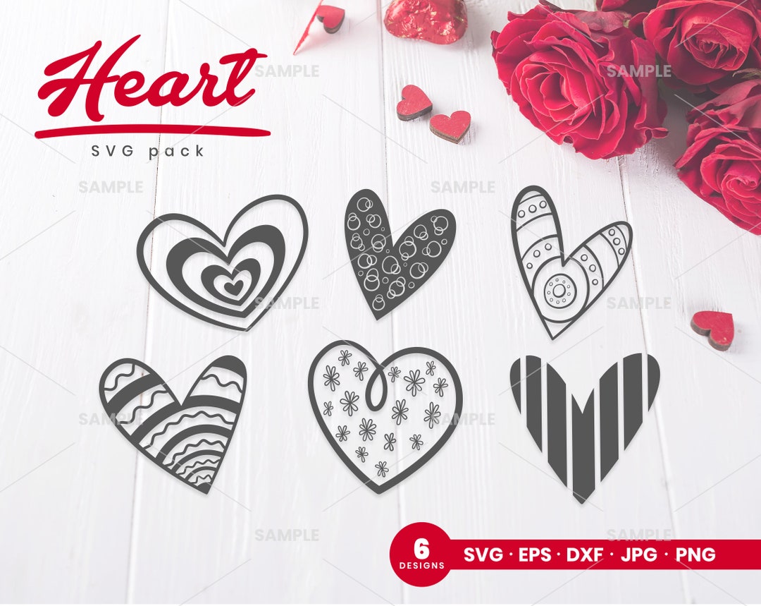 Heart SVG Pack 3 | Heart Bundle Svg, Sketch Heart Svg, PNG, PDF, Cricut ...