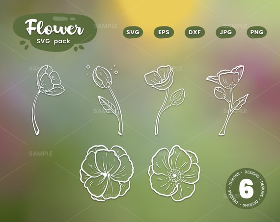Flowers SVG Pack 8 Flowers Svg Png Hand Drawn Floral Svg - Etsy