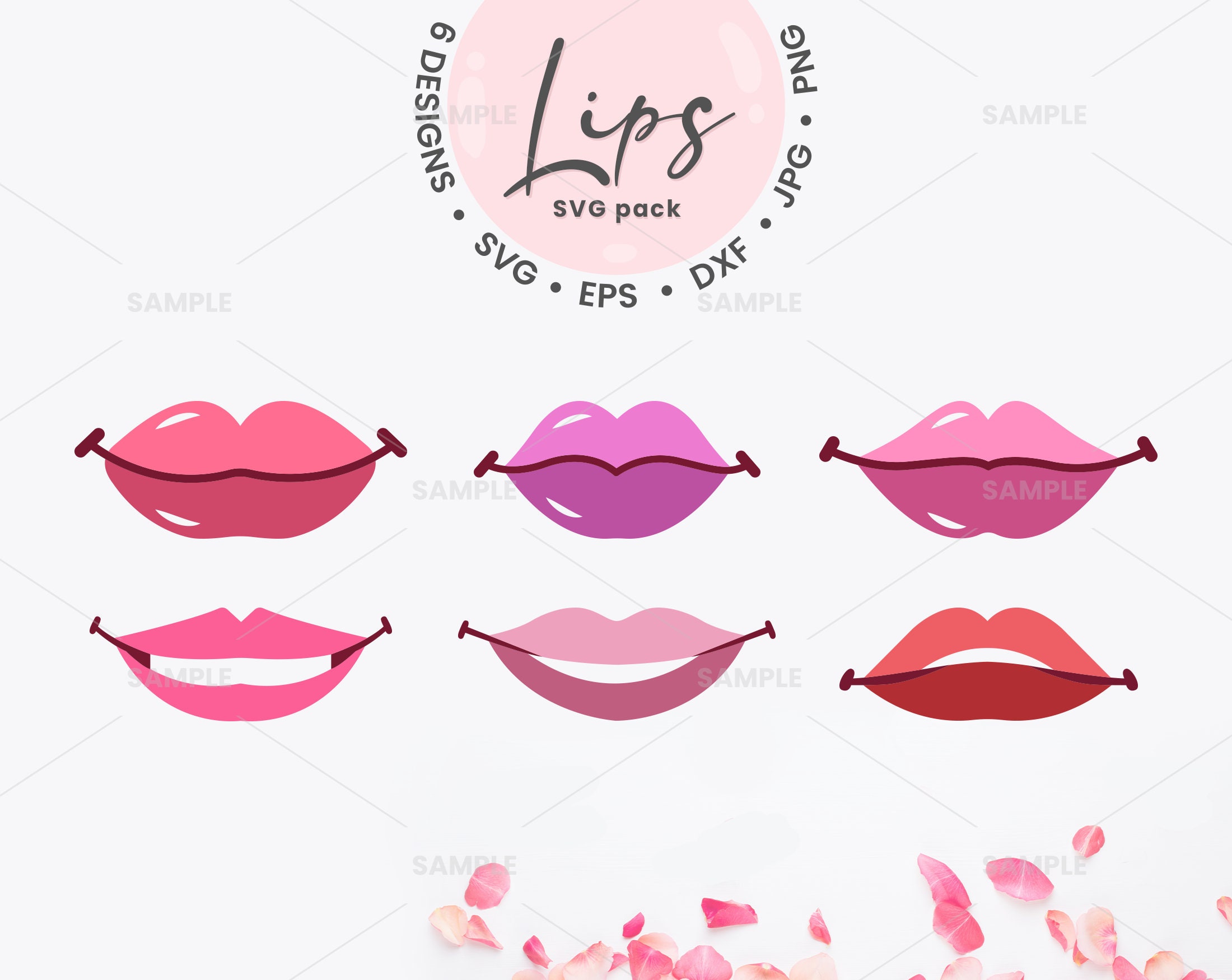 Labios SVG Pack 10 / Labios svg, Diseño de besos, Cricut y Silueta ...
