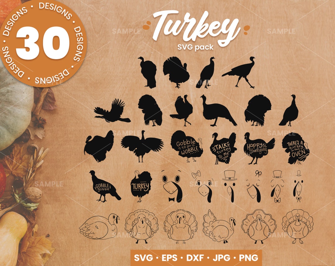 30 Turkey SVG Bundle | Turkey Svg Cut File, Svg Cut File Turkey Dxf ...
