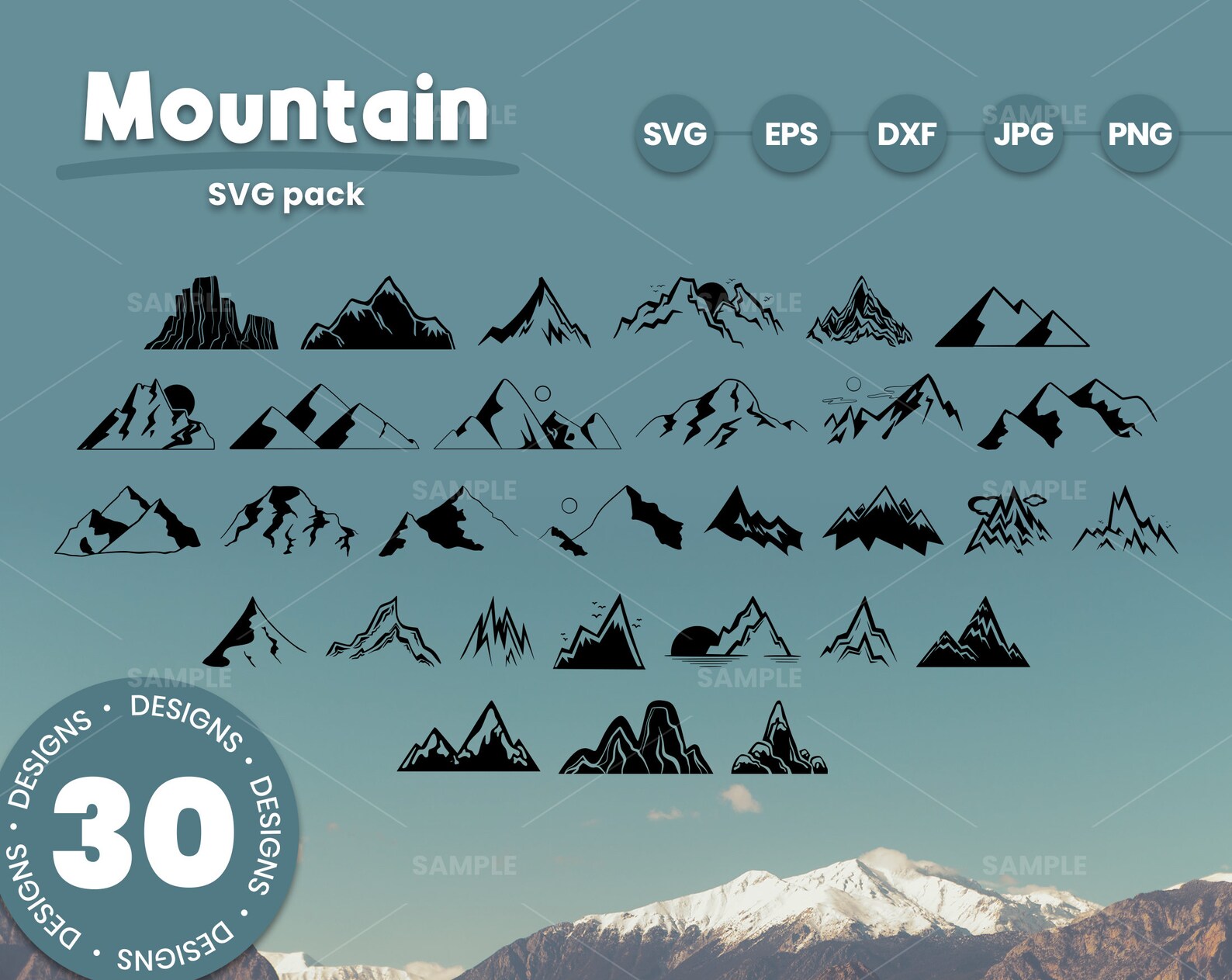 30 Mountain SVG Bundle Mountain SVG File for Cricut - Etsy