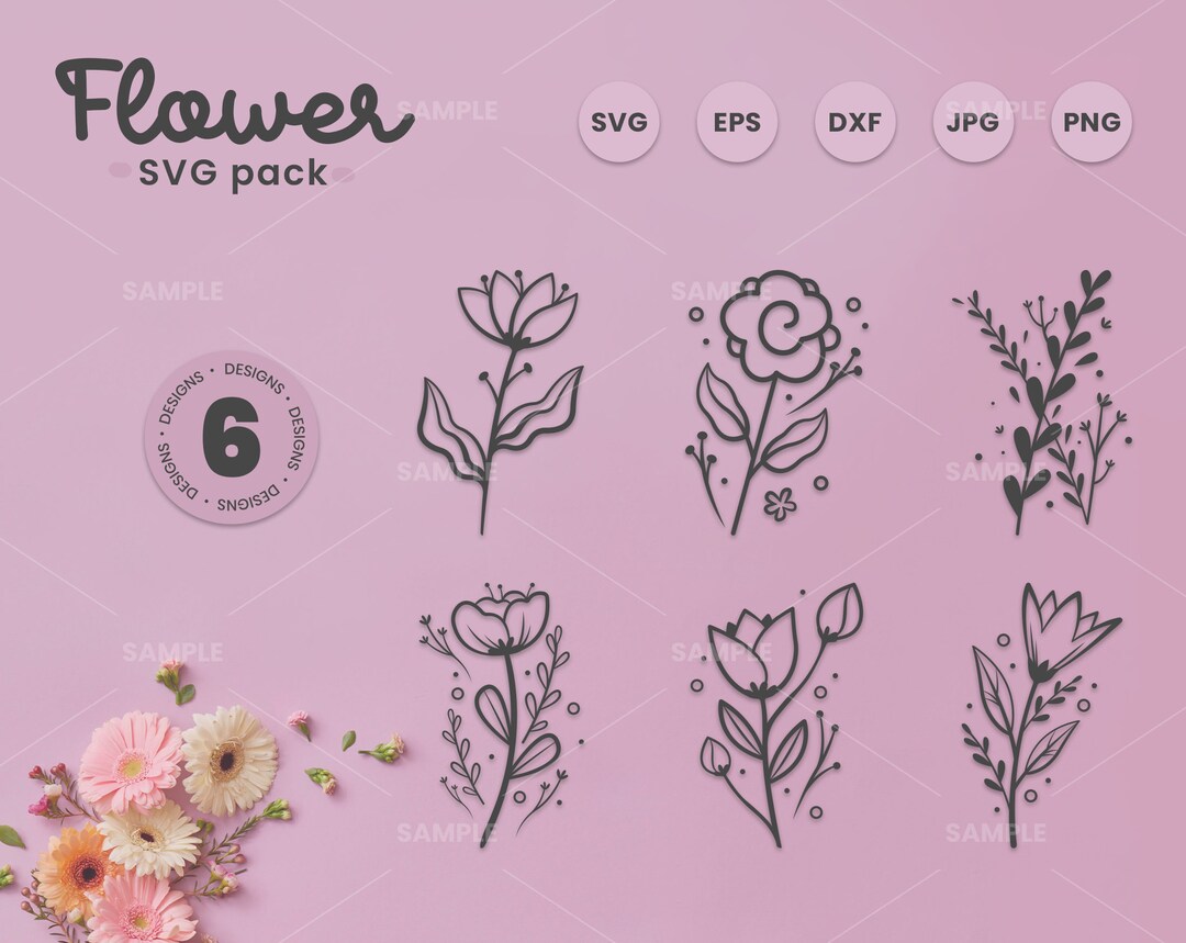 Flowers SVG Pack 10 | Flowers Svg Png Hand Drawn, Floral Svg ...