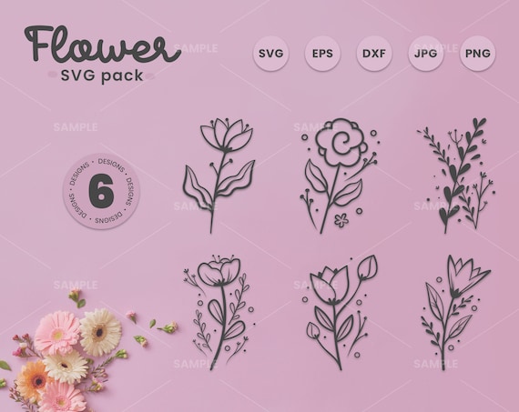Flowers SVG Pack 10 Flowers Svg Png Hand Drawn Floral Svg - Etsy