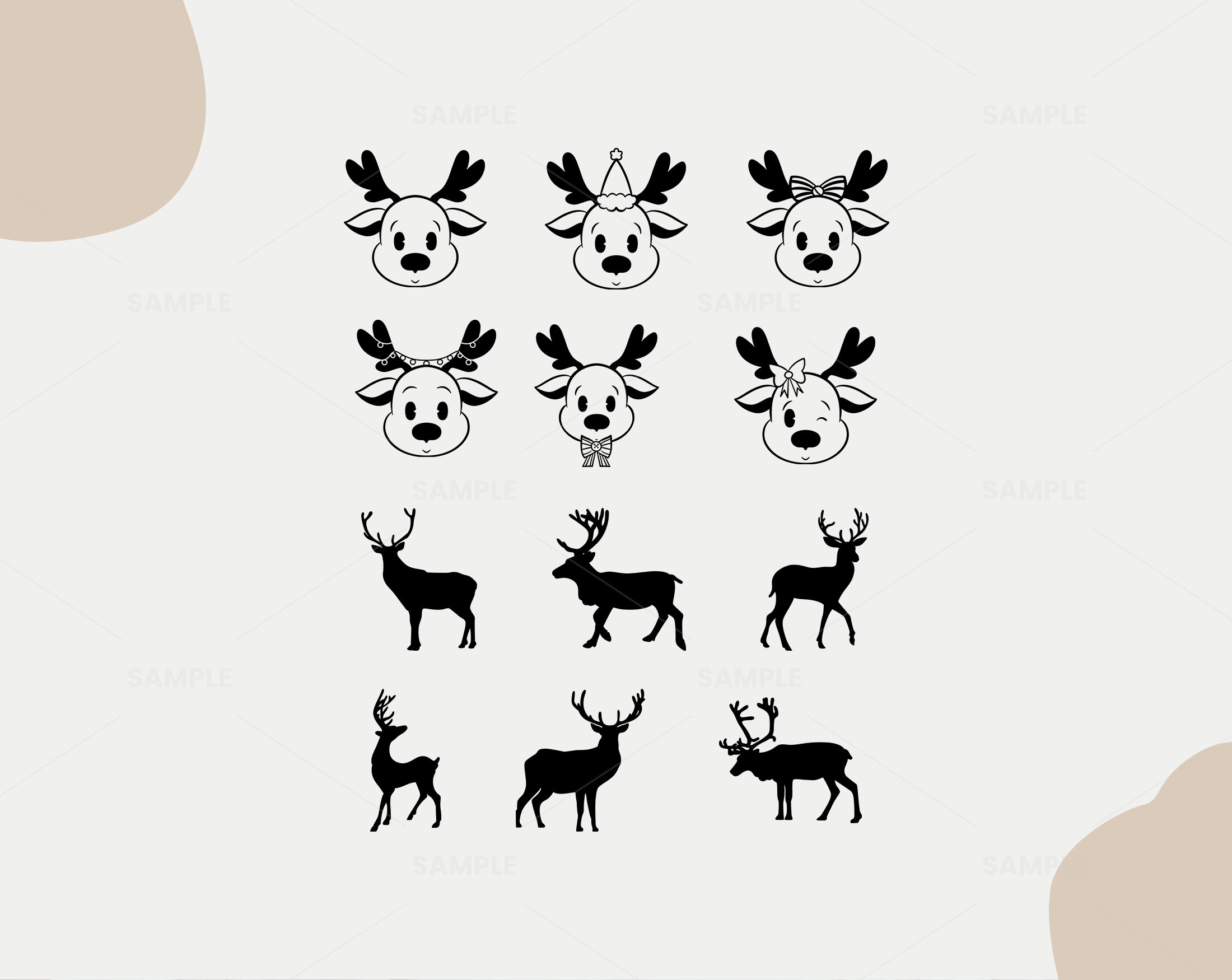 24 Reindeer SVG Bundle | Cute Reindeer Bundle, Svg Reindeer, Reindeer ...