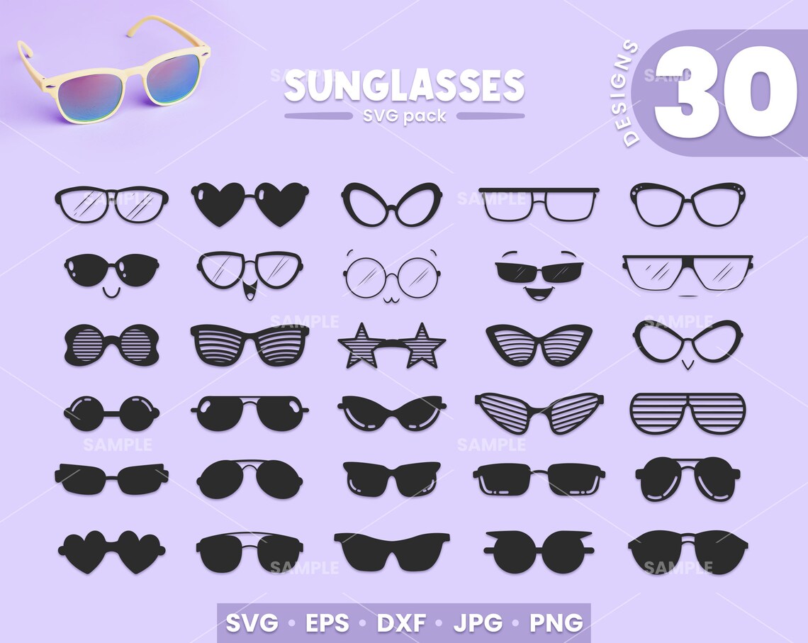 30 Sunglasses SVG Bundle Glasses Svg, Aviator Sunglasses, Sunglasses ...