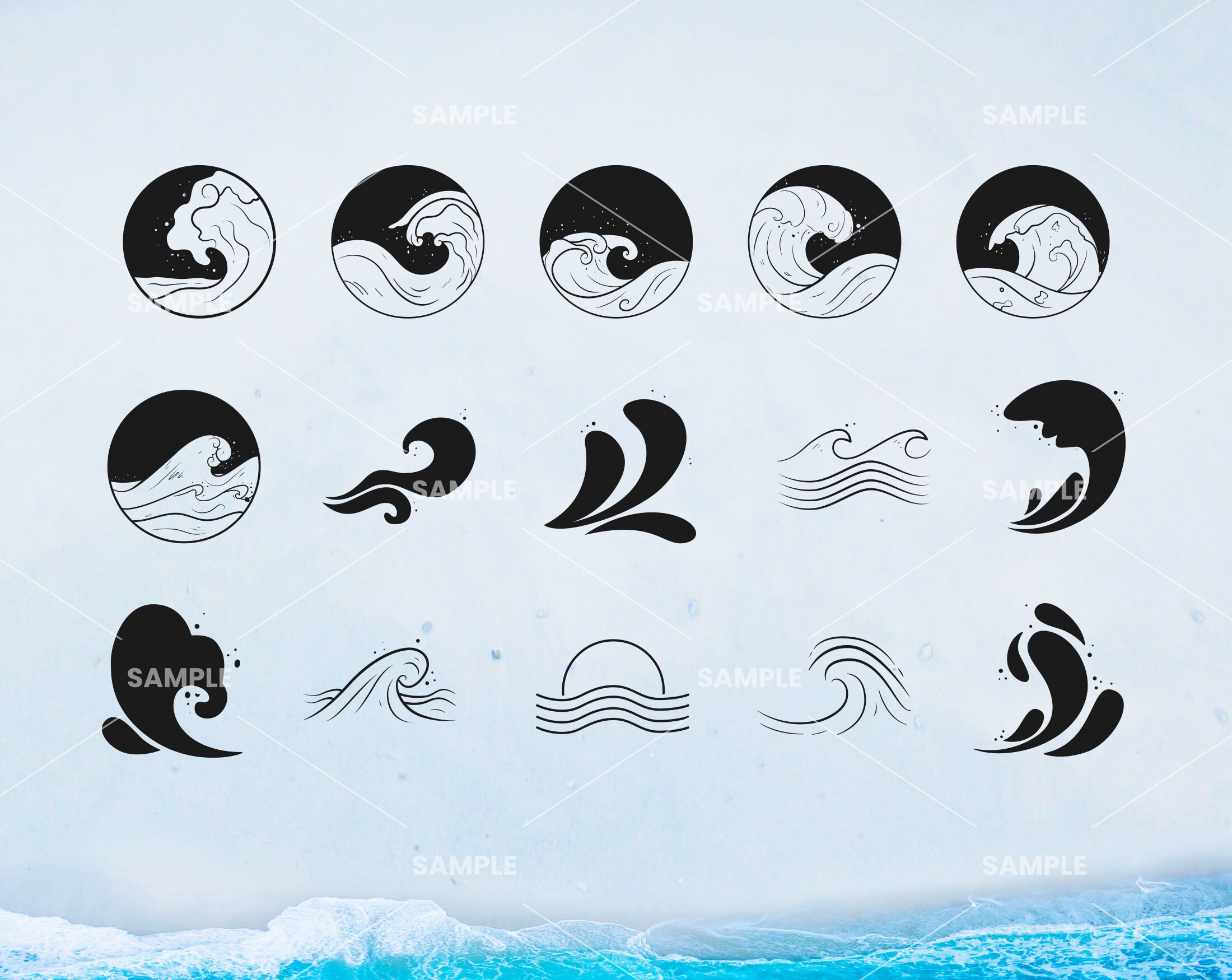 30 Waves SVG Bundle | Waves Designs SVG Cut Files, Wave Eps, Water Wave ...