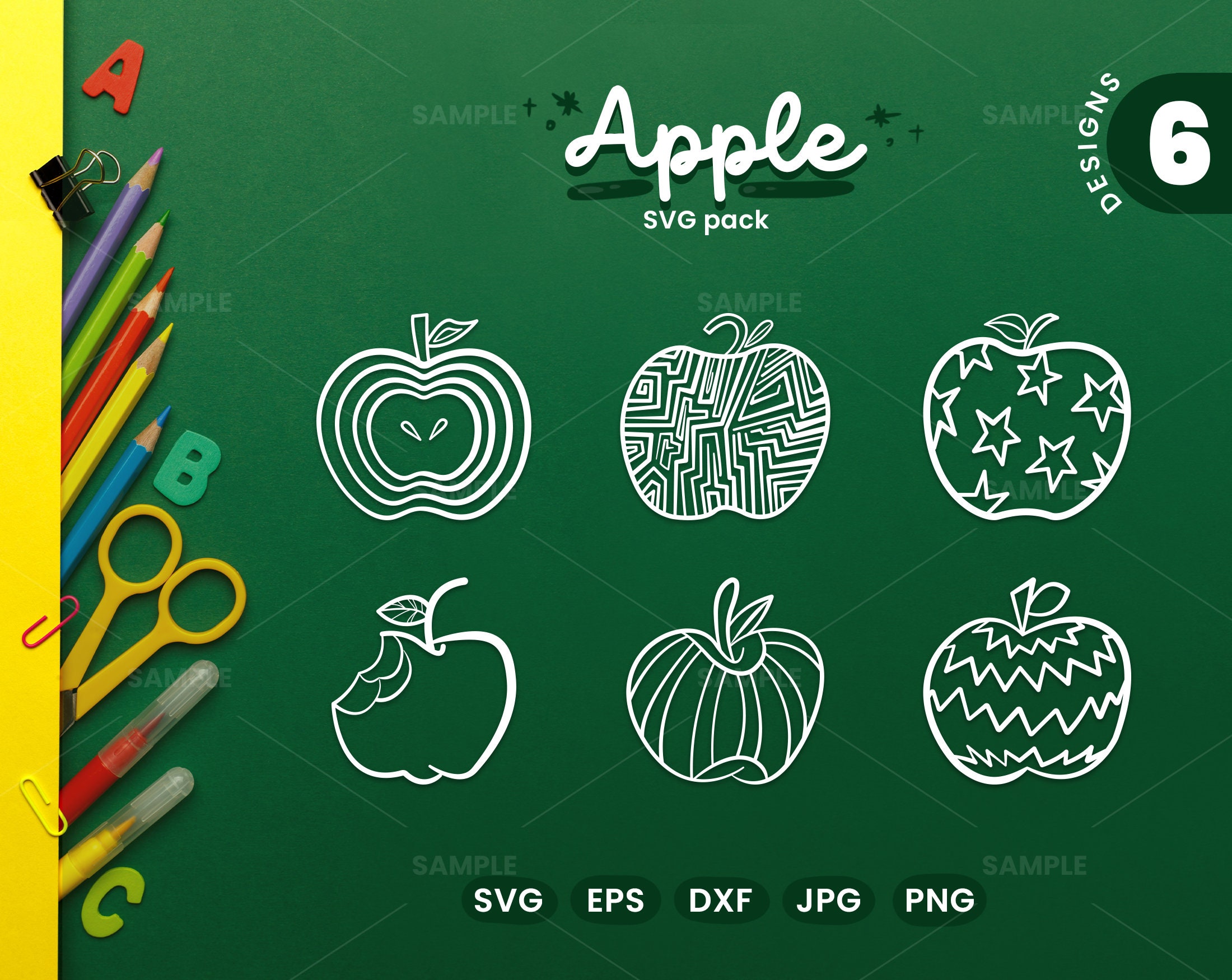 Apple SVG Pack 2 | Apple Svg Files for Cricut, Apple Designs Svg Cut ...