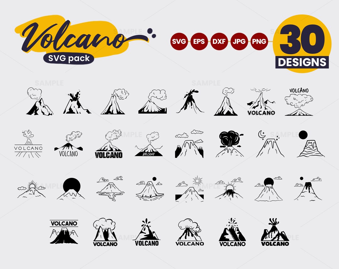 30 Volcano SVG Bundle | Erupting Volcano Svg, Volcano Svg, Lava Svg ...