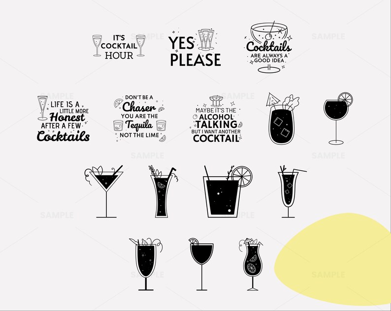 30 Cocktail SVG Pack | Cocktail SVG Bundle, Cocktail Clipart, Drink SVG ...