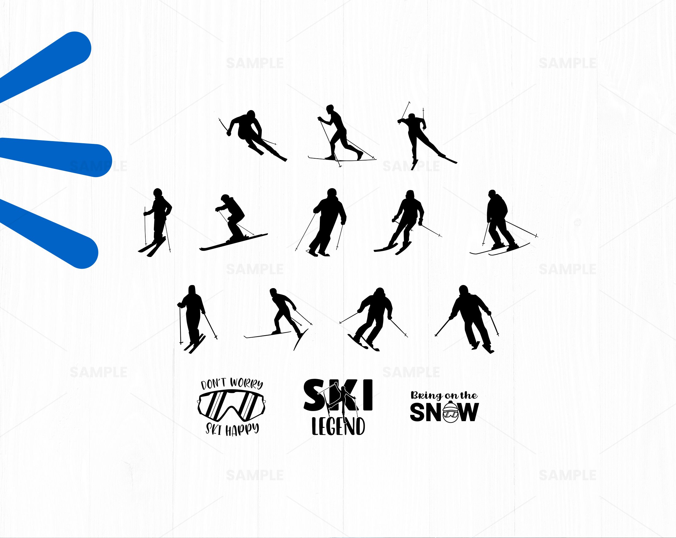 30 Skiing SVG Pack | Skiing Svg Filhouette, Skiing PNG, Skiing Vector ...