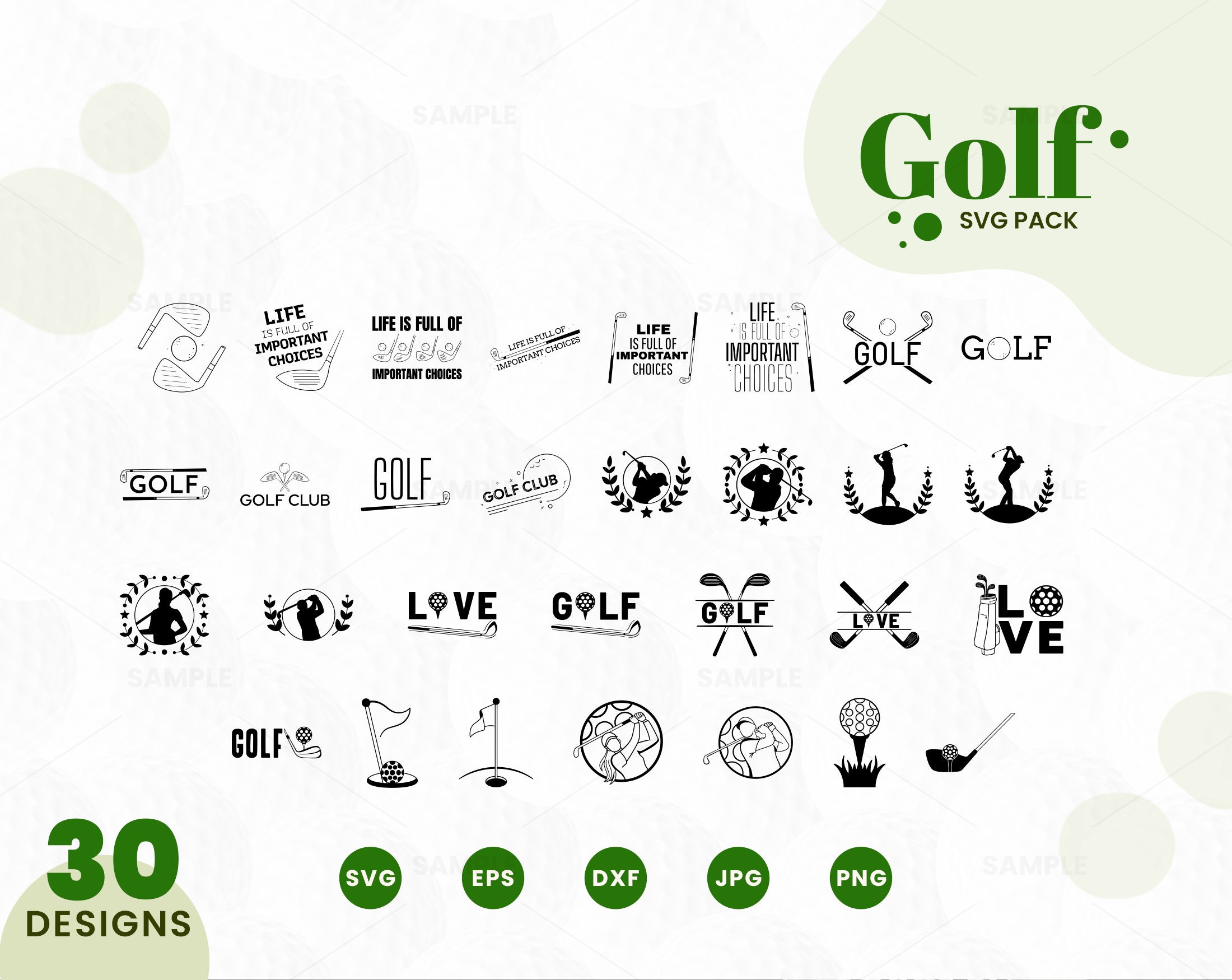 30 Golf SVG Pack | Golf Svg Bundle, Golfing Svg, Golf Player Svg, Golf ...