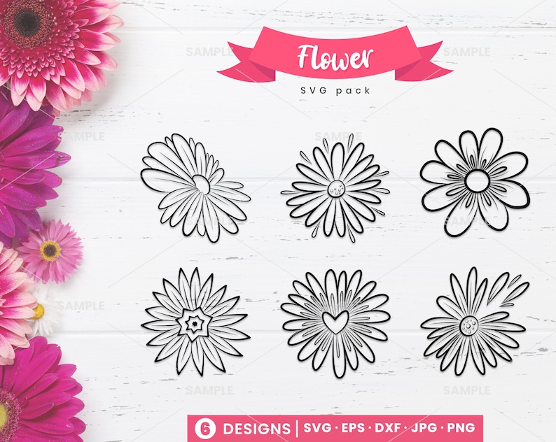 Flowers SVG Pack 1 | Flowers Svg Png Hand Drawn, Floral Svg ...