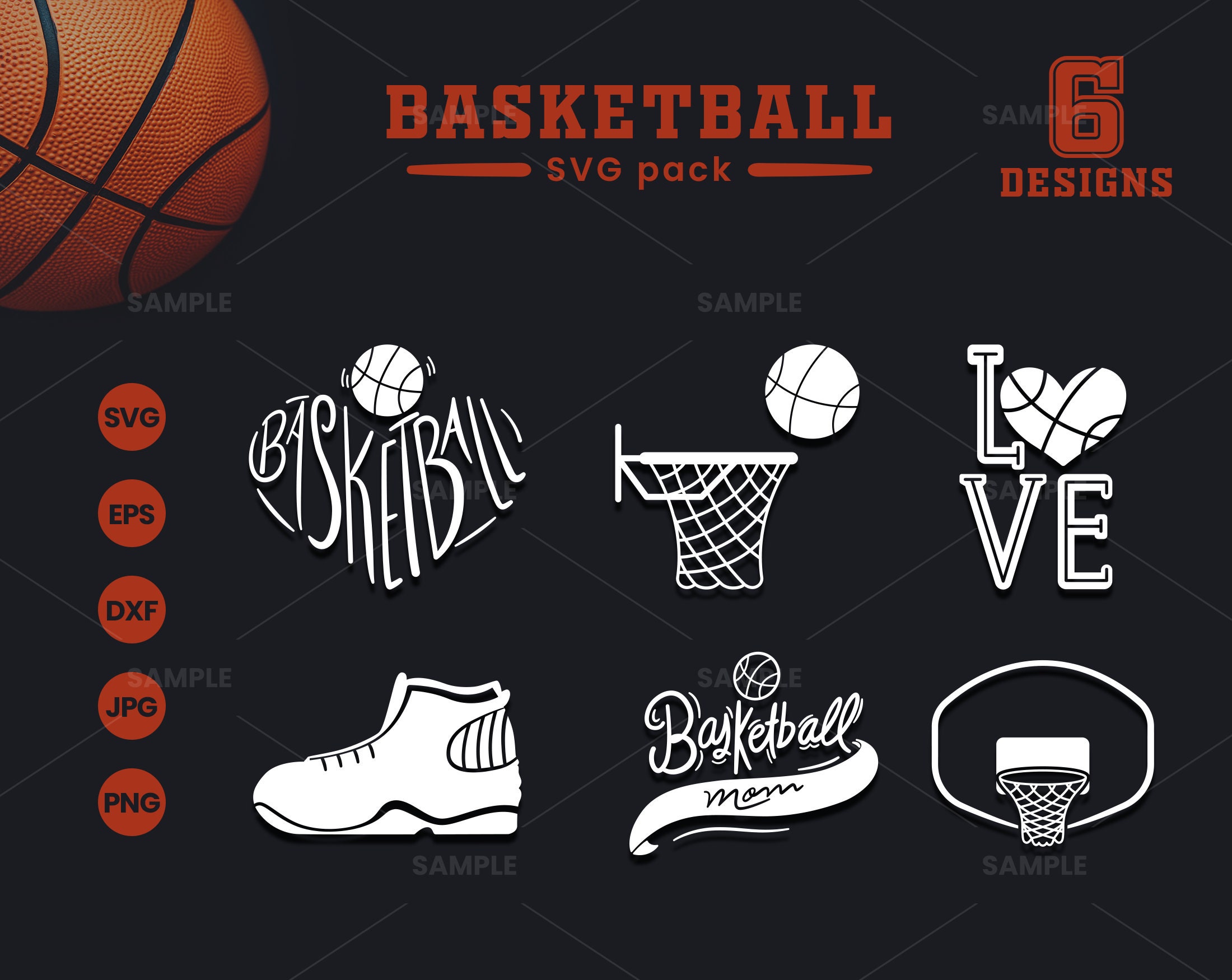 Basketball SVG Pack 4 Basketball SVG for Cricut, Silhouette, Basketball ...