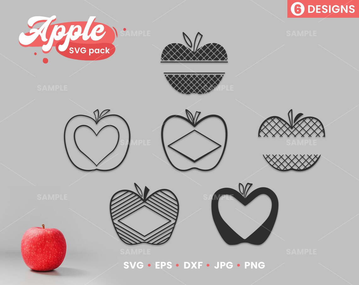 Apple SVG Pack 7 | Apple Svg Files for Cricut, Apple Designs Svg Cut ...