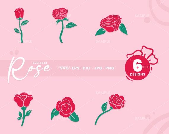Roses SVG Pack 5 Roses Clipart Svg Roses Bundle Svg Roses - Etsy