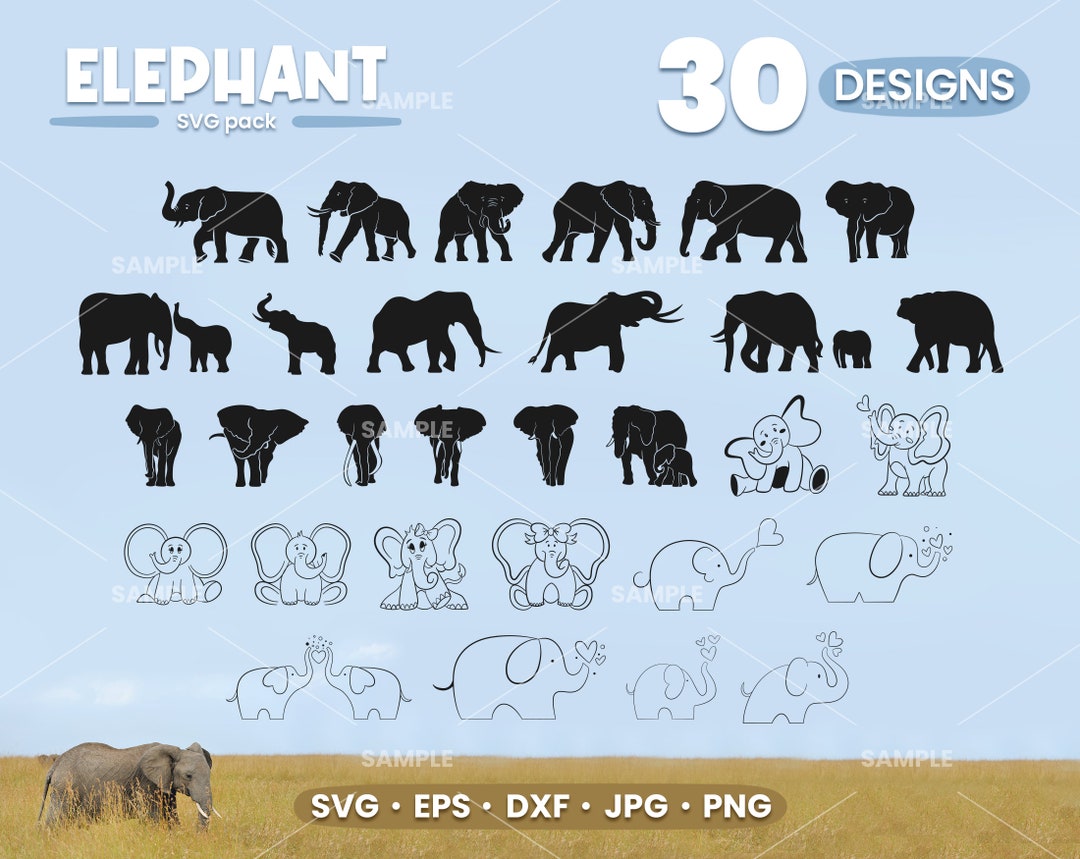 Buy 30 Elephant SVG Bundle Elephant Svg, Elephant Png, Elephant Dxf ...
