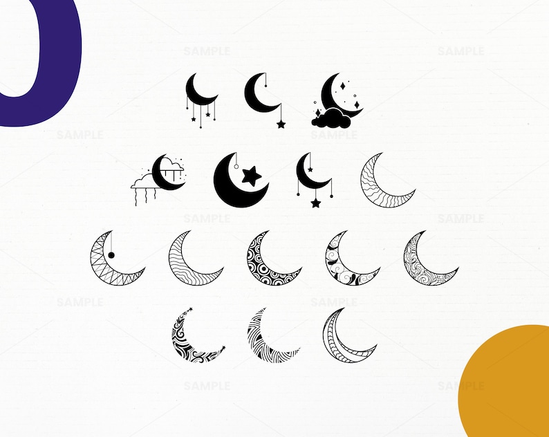 Paquete SVG de 30 lunas / Paquete Svg de luna, cliparte de luna ...