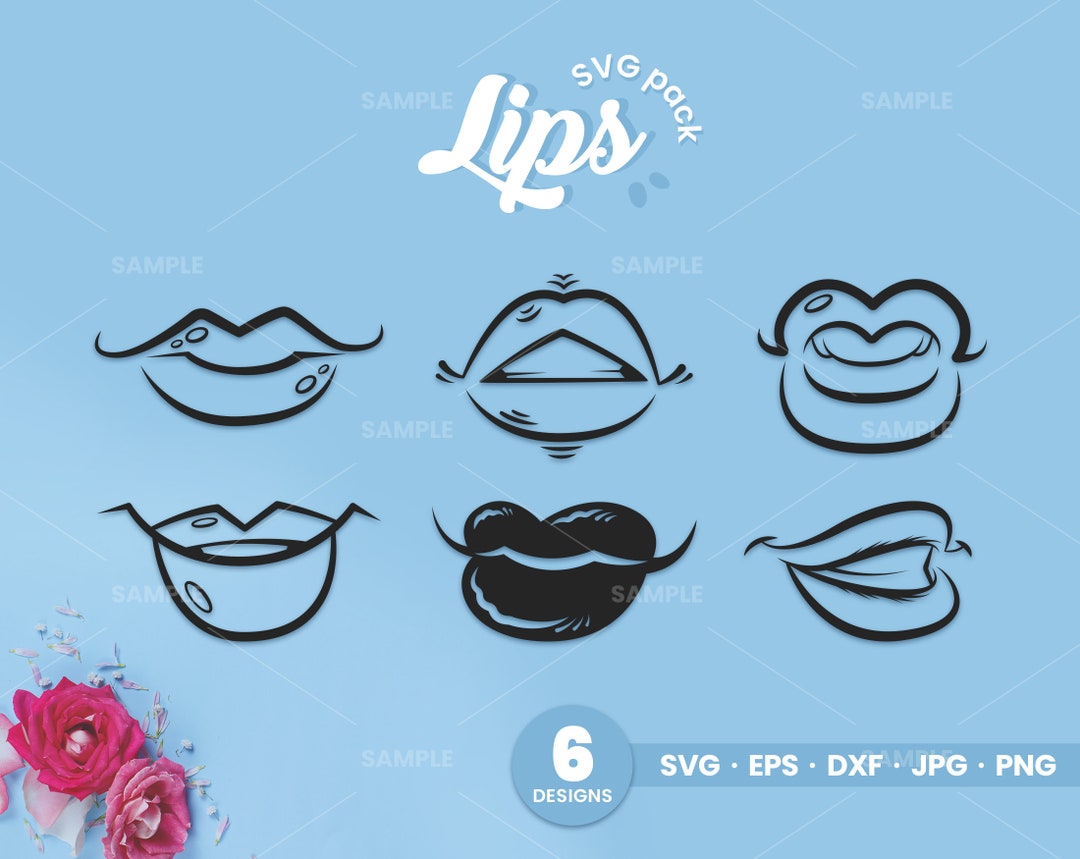 Lips SVG Pack 4 | American Lips Svg, Kiss Design, Cricut and Silhouette ...