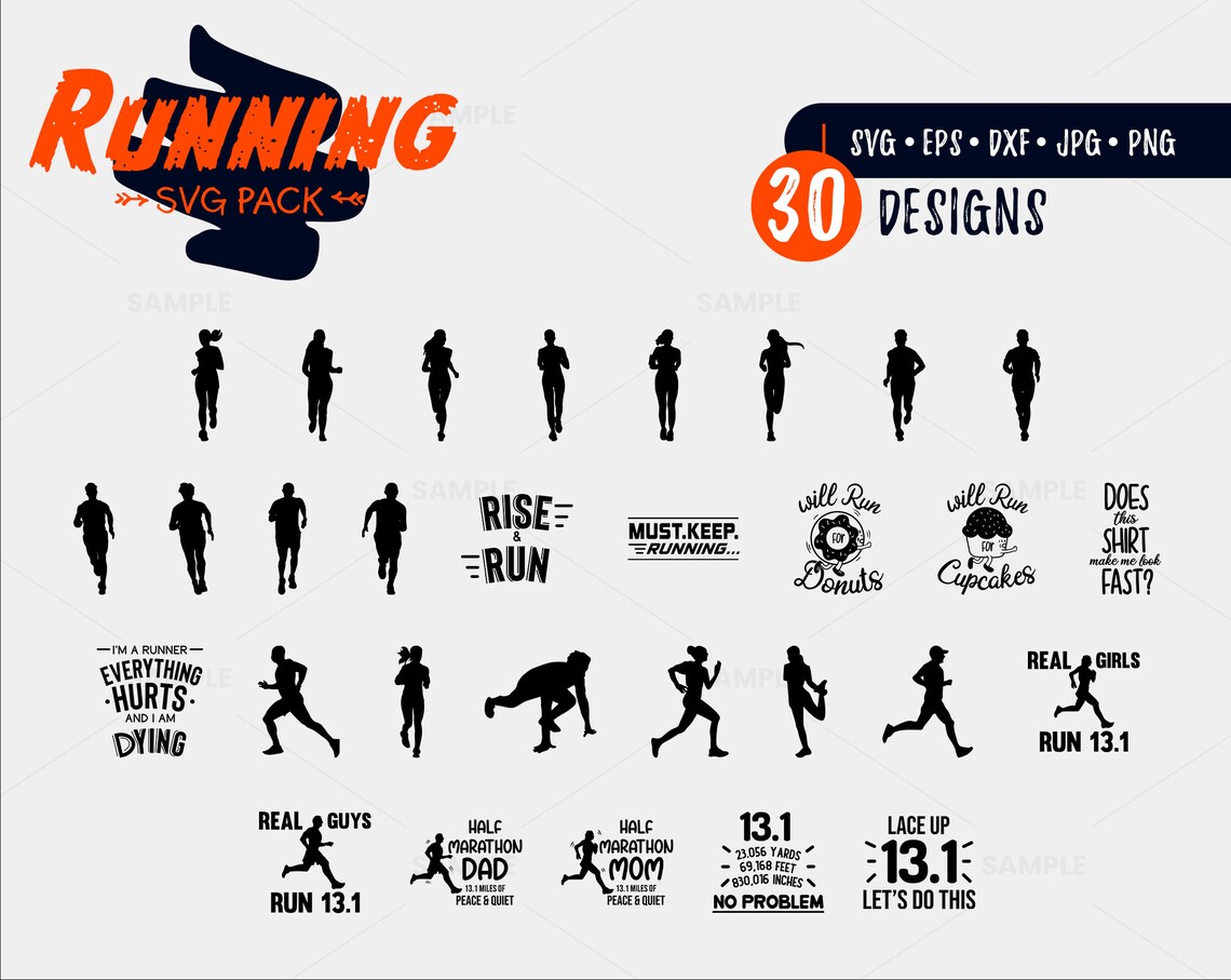 30 Running SVG Pack | Runner SVG, Runner Clipart Svg, Running People ...