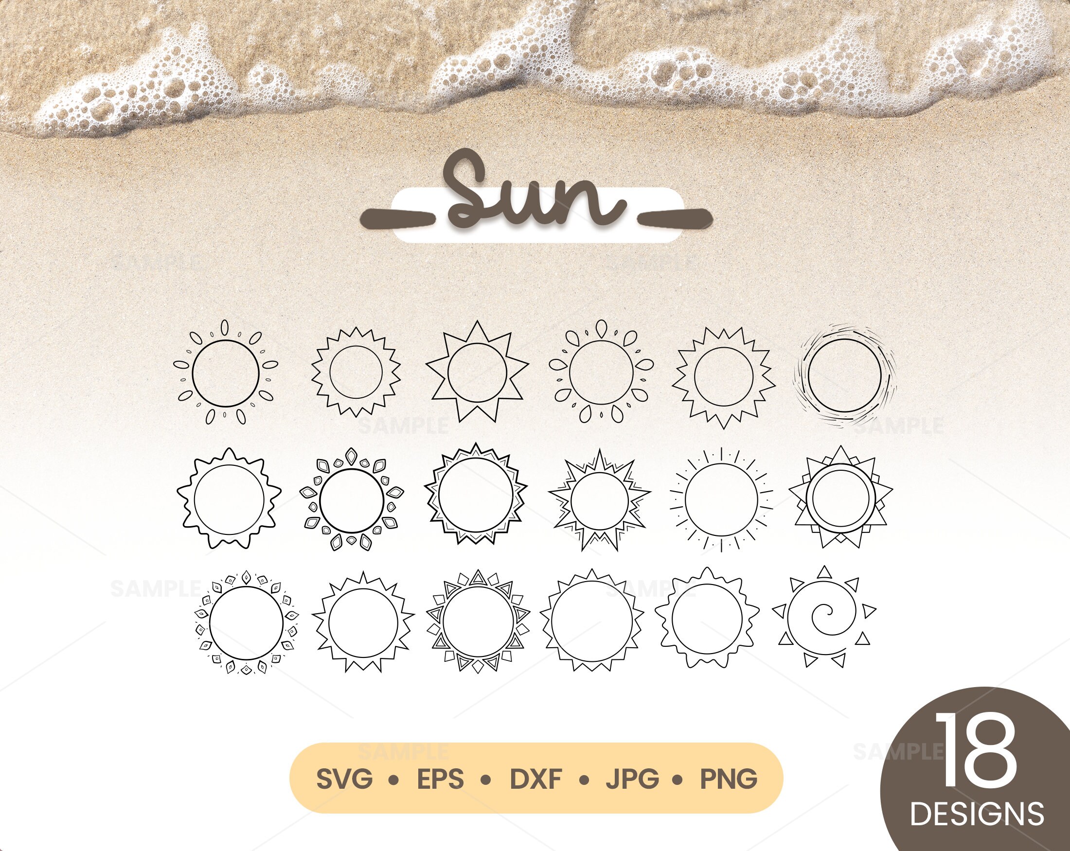 18 Sun SVG Bundle | Sun Clipart, Sun Vector, Sun Cricut, Sun Cut File ...