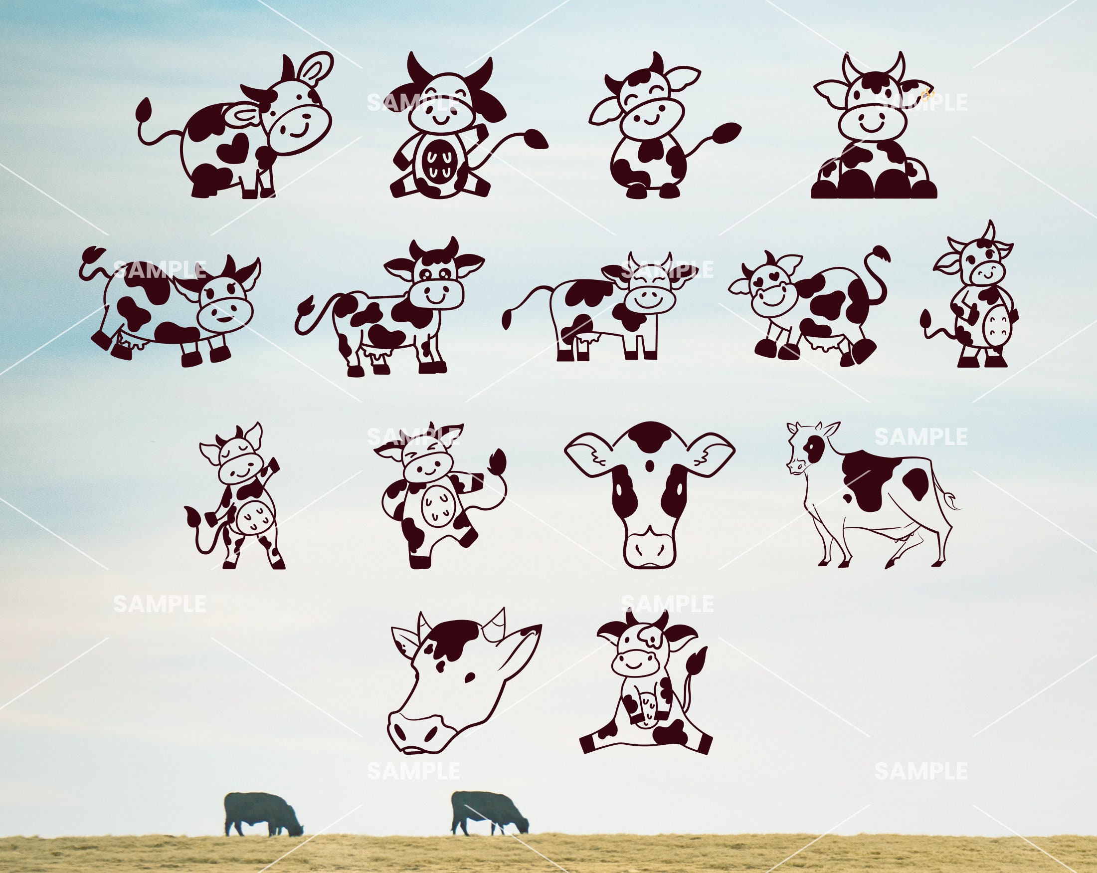 30 Cow SVG Bundle Cow Head Svg, Farm Svg, Heifer Svg, Cow Svg, Cow Cut ...