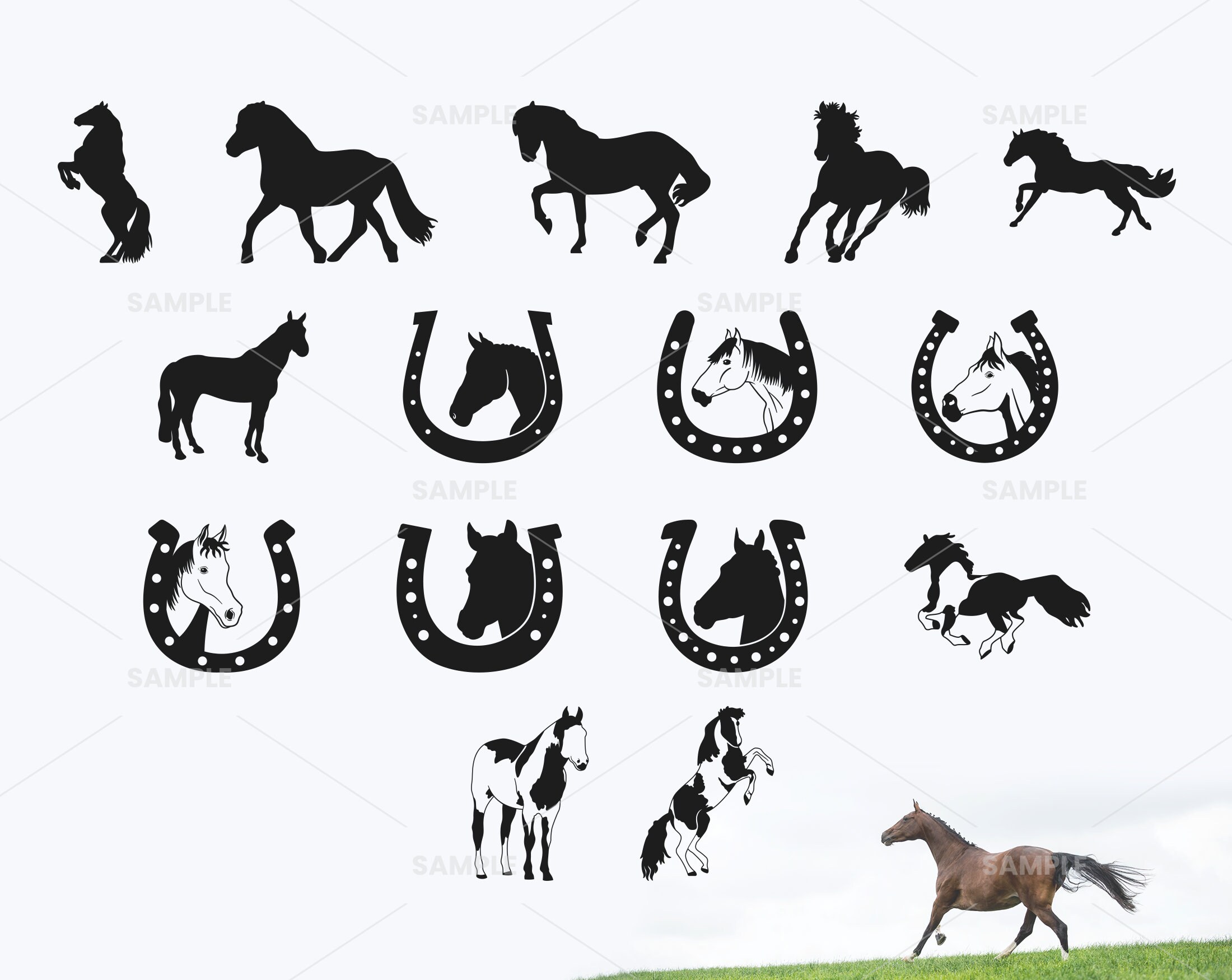 Paquete de 30 caballos svg / svg de caballo, svg cabeza de caballo ...