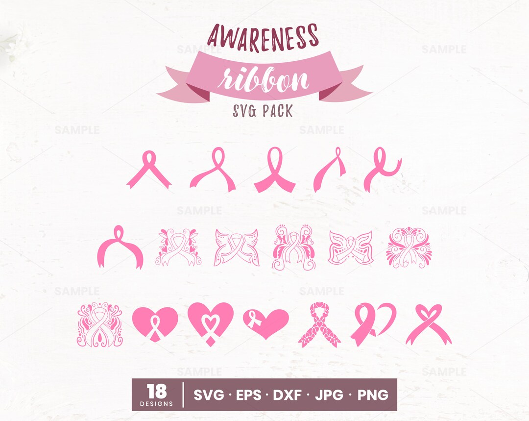 18 Awareness Ribbon SVG Pack | Cancer Ribbon SVG, Awareness Ribbon SVG ...