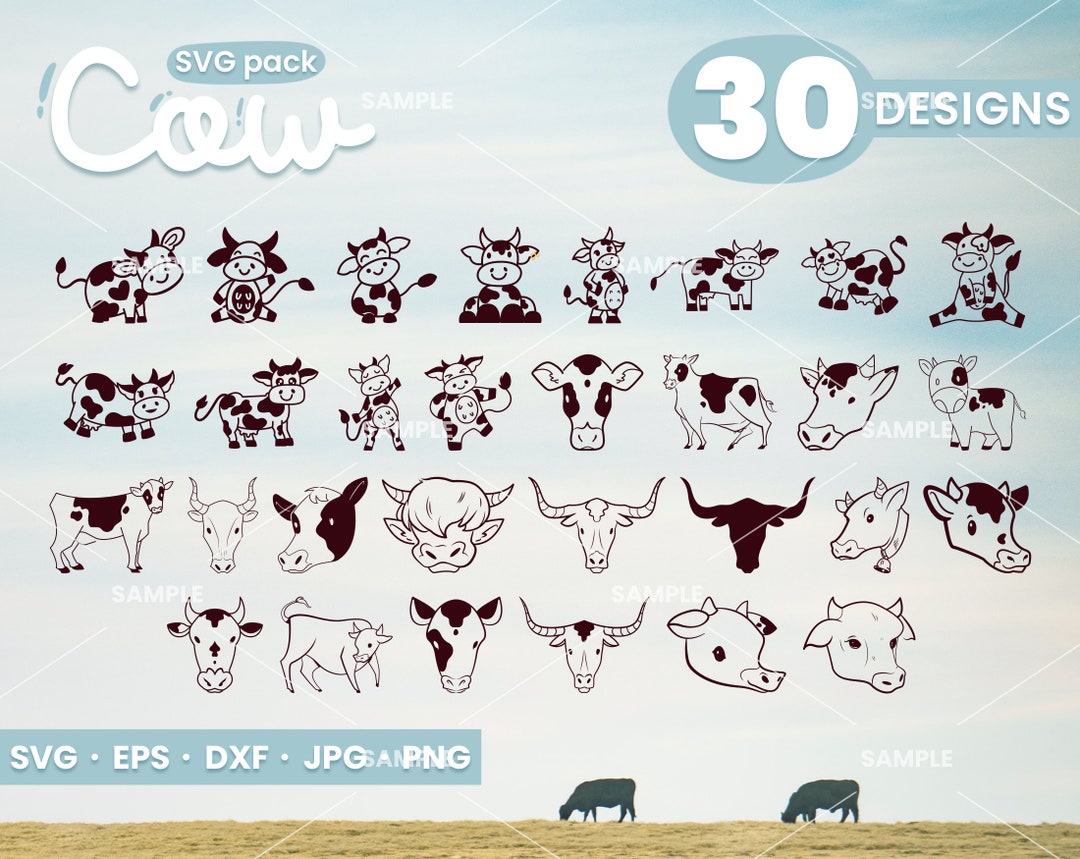 30 Cow SVG Bundle | Cow Head Svg, Farm Svg, Heifer Svg, Cow Svg, Cow ...
