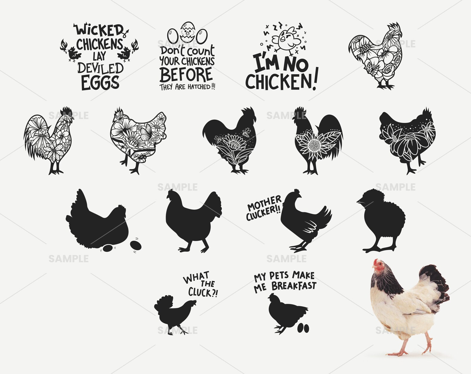 30 Chicken SVG Bundle Hen Svg, Rooster Svg, Chicken Svg Funny, Chicken ...