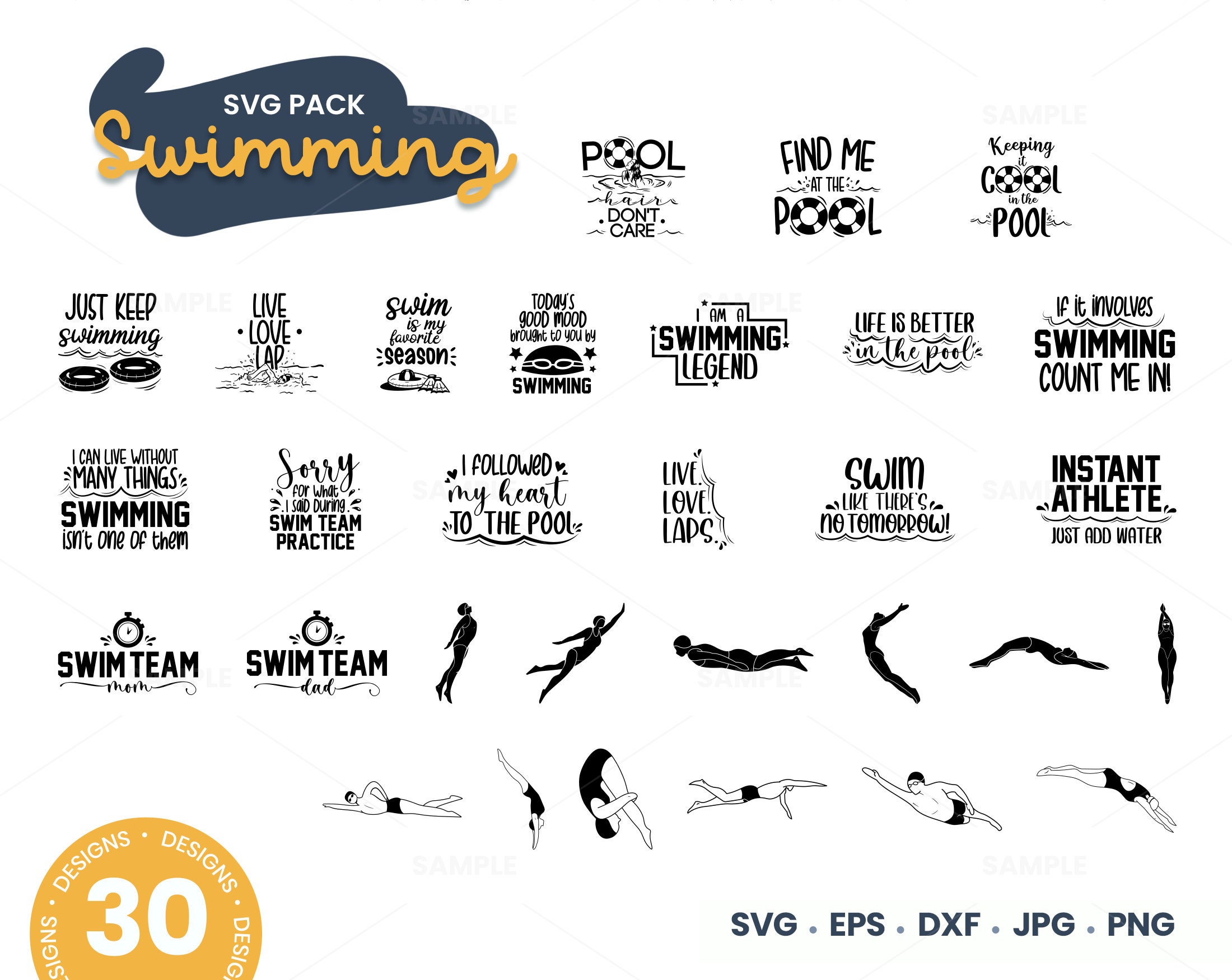 30 Swimming SVG Bundle | Swimming Life Svg, Swimming Quotes, Swimmer ...