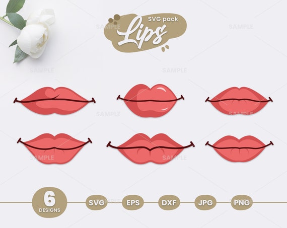 Lips SVG Pack 7 Lips svg Kiss design Cricut and | Etsy